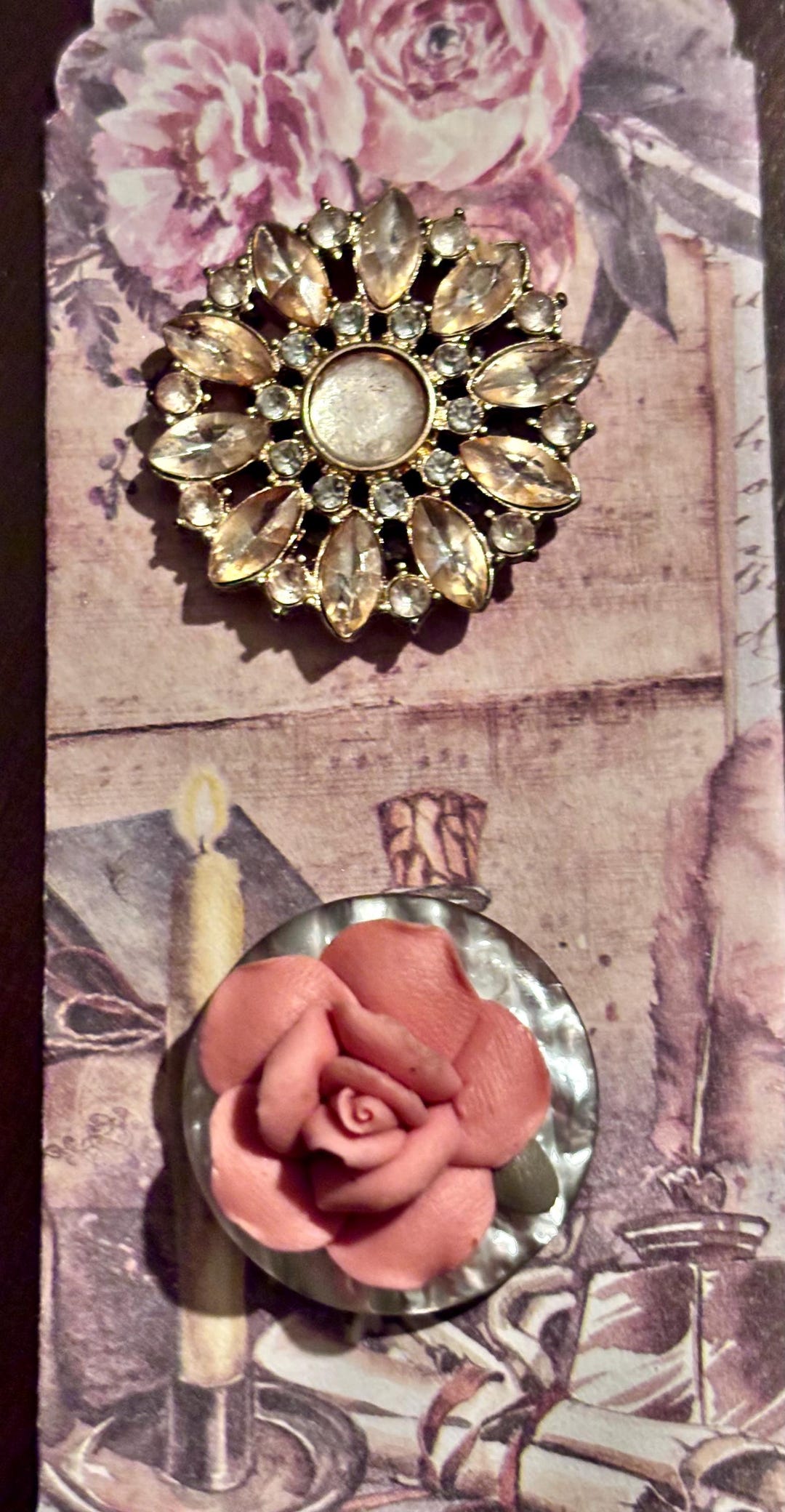 Vintage Jewelry Magnet Set: Floral & Pearl Accents, Upcycled Decor - Etsy