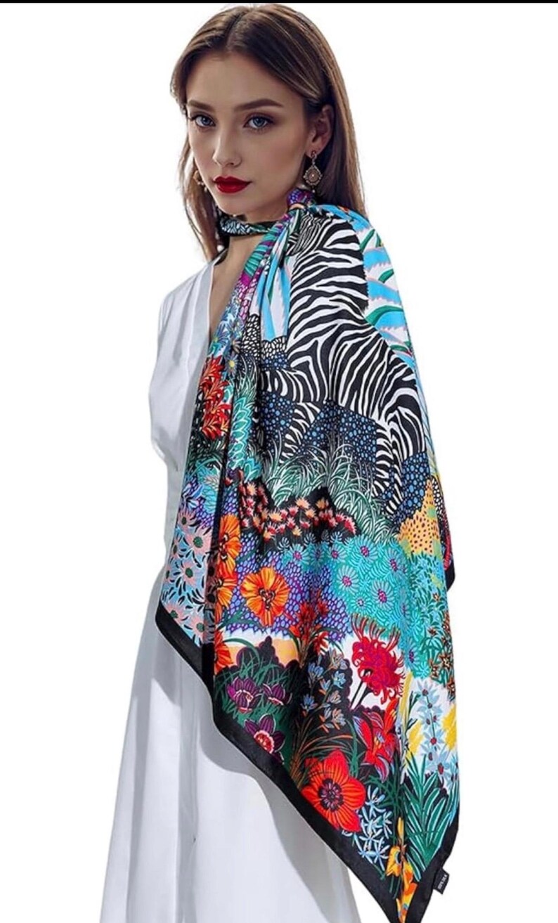 Vibrant Red and Orange Floral Zebra Scarf - Etsy