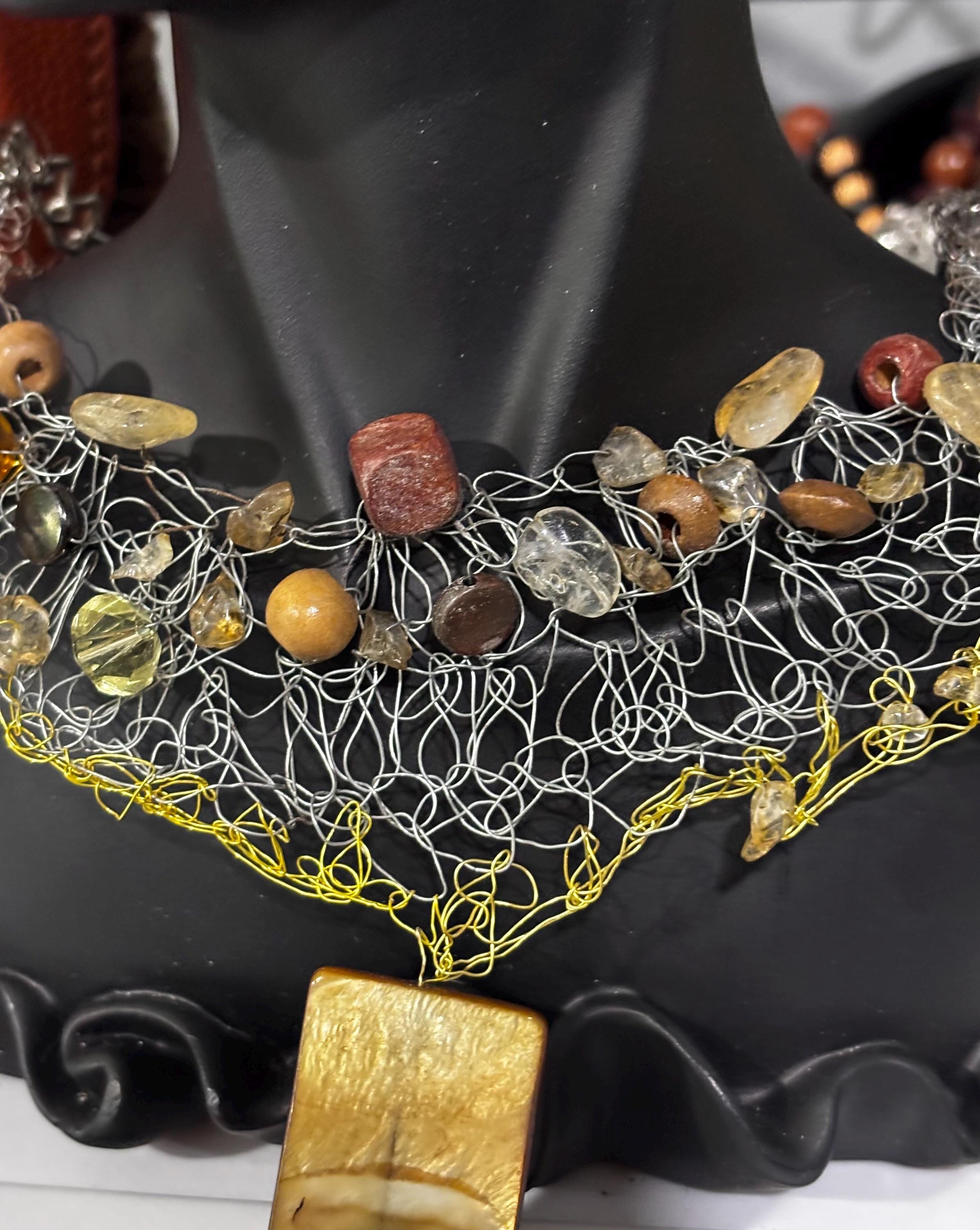 Elegant Multicolor Handmade Wire Mesh Necklace - Etsy