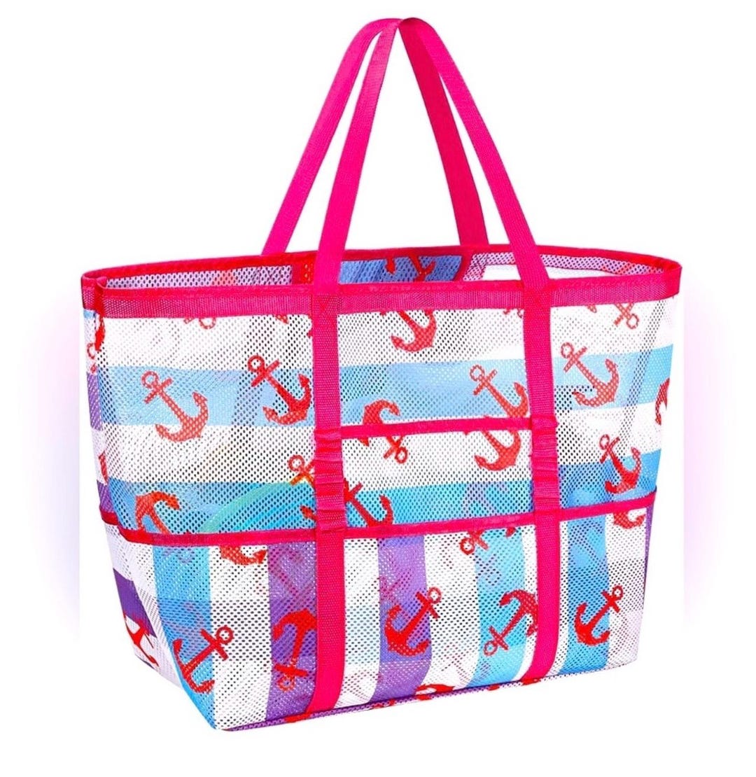 Mesh Beach Tote Bag, Foldable, Sandproof Swim Bag - Etsy