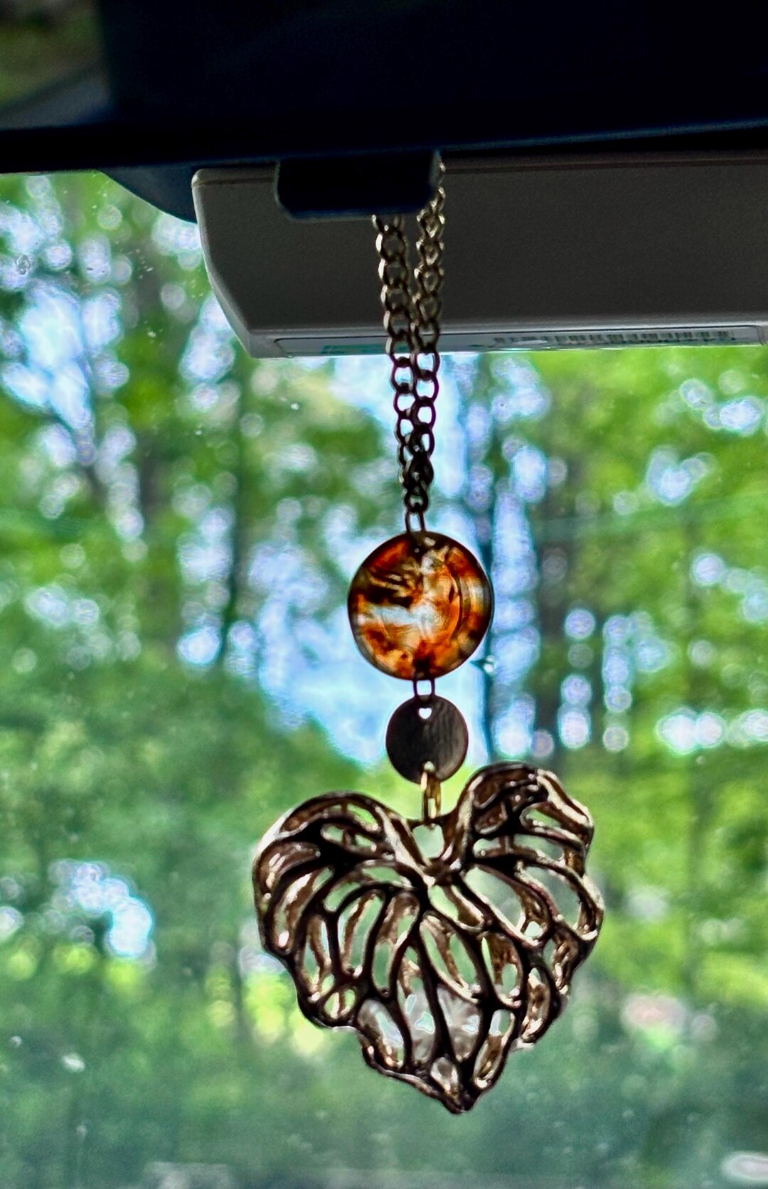 Gold Heart Car Charm: Upcycled Vintage Rearview Mirror Hanging - Etsy