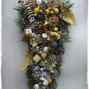 Luxury Large Christmas Swag, Elegant Gold Holiday Swag Teardrop, Modern ...