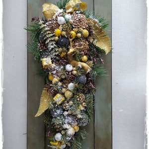 Luxury Large Christmas Swag, Elegant Gold Holiday Swag Teardrop, Modern ...