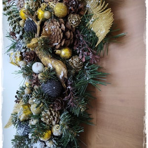 Luxury Large Christmas Swag, Elegant Gold Holiday Swag Teardrop, Modern ...