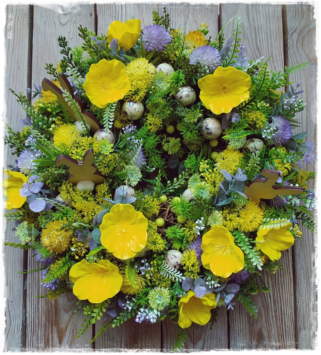 Elegant Luxurious Large Spring Easter Flower Door Wreath With Wooden ...