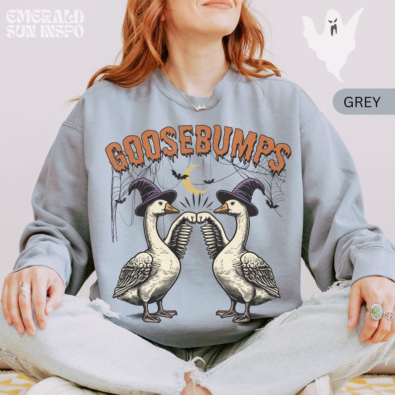 Spooky Goose Witchy Halloween Comfort Colors® Sweatshirt, Vintage Goose ...