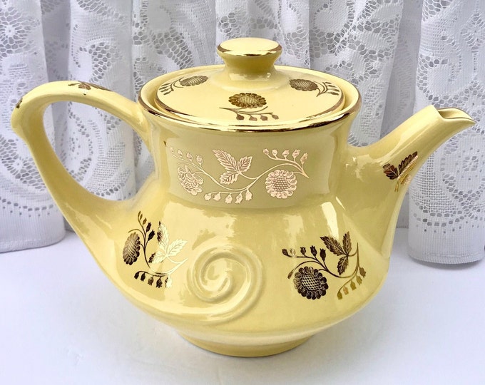 Gold Floral Teapot by Pearl China, 22 Karat Gold Flowers & Leaves, Hand ...