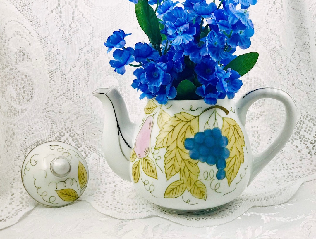 Teapot Flower Vase, Repurposed Teapot, Bridal Tea Party, Porcelain ...