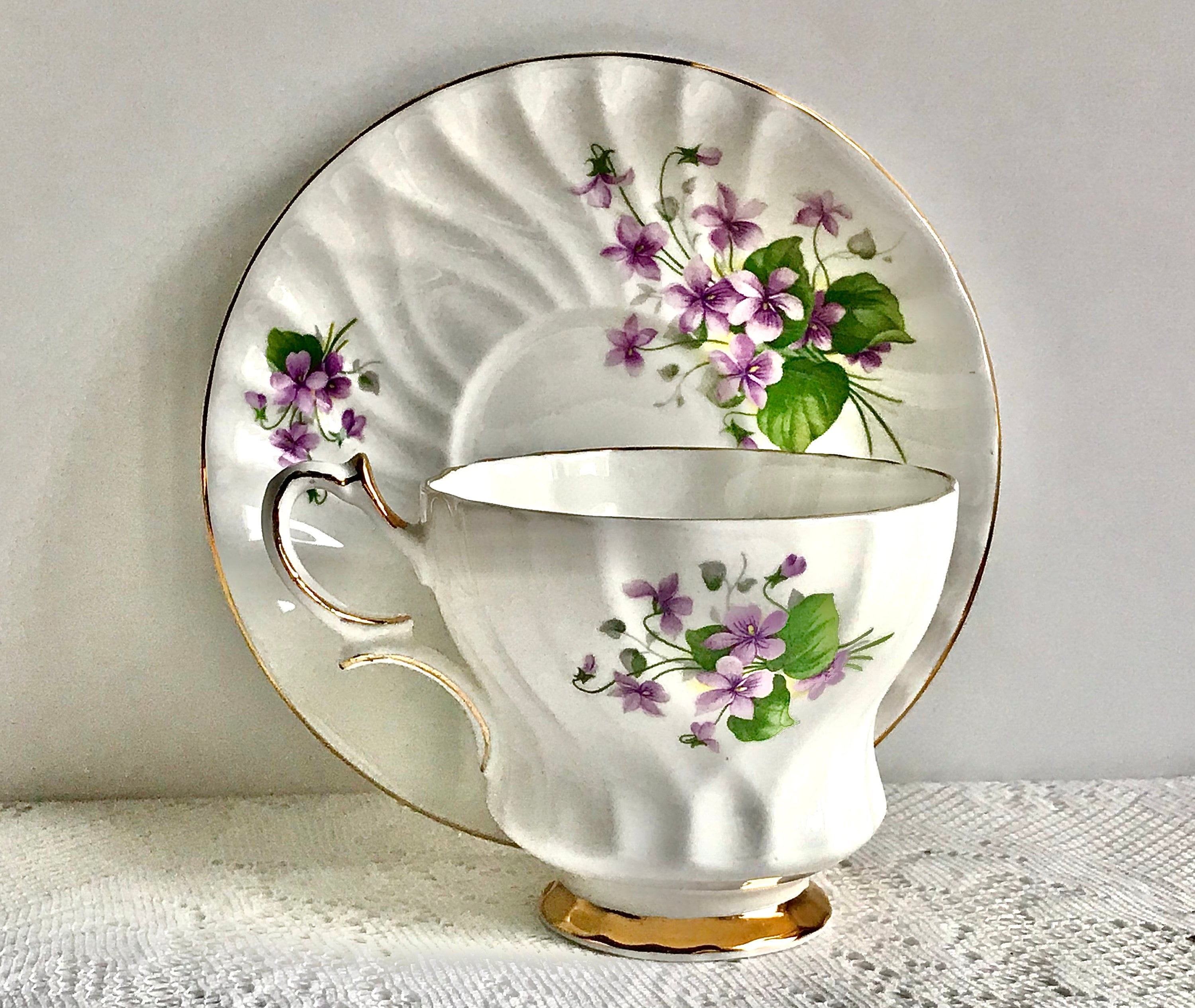 Violets Tea Cup Set Dainty Purple & Lavender Flowers Raised - Etsy ...