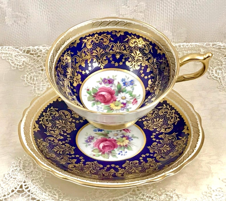 Rare Paragon Tea Cup: Double Warrant, Gold Handle & Pedestal Base ...
