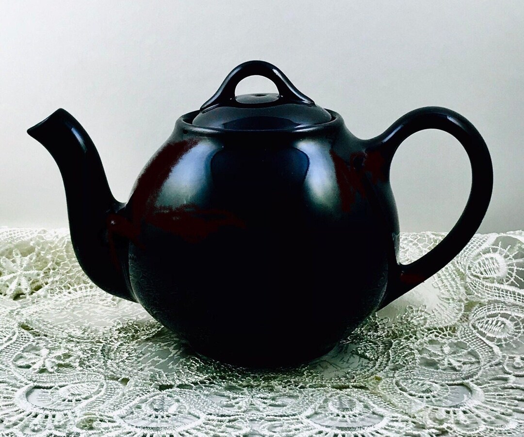 Hall 1940s Teapot, Lipton's Tea Company, Black High Gloss Glaze Teapot ...