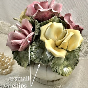 Capodimonte Roses Sculpture: Hand-painted Italian Porcelain Floral ...