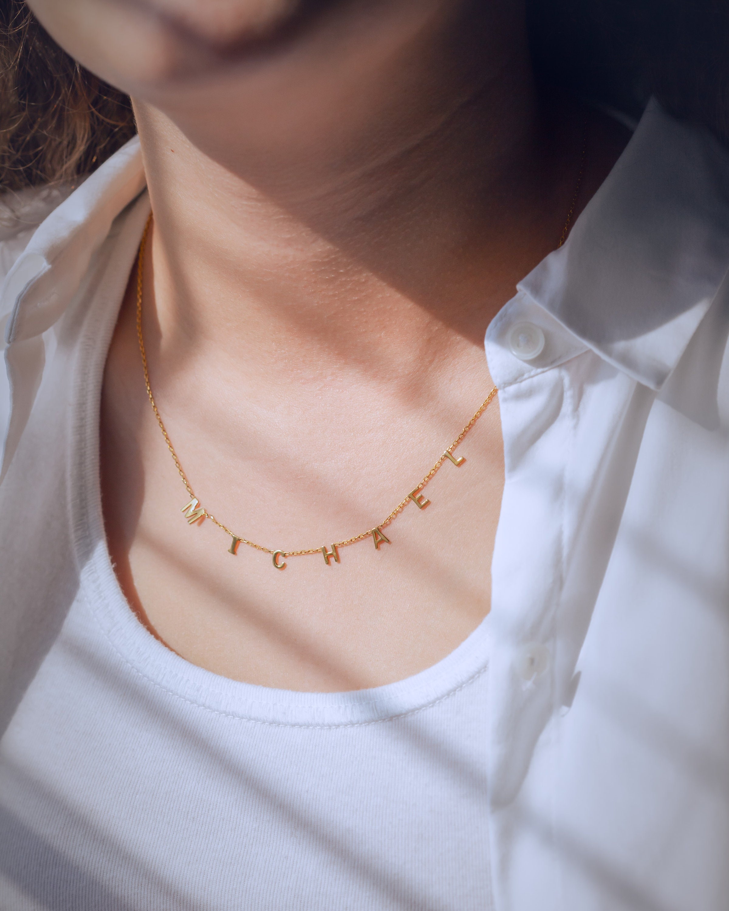 14K Gold Necklace - Personalized Name Necklace - Initial Necklace ...