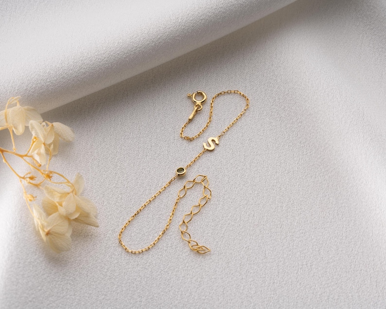 Initial Birthstone Bracelet With Initial Bracelet With Birthstone ...