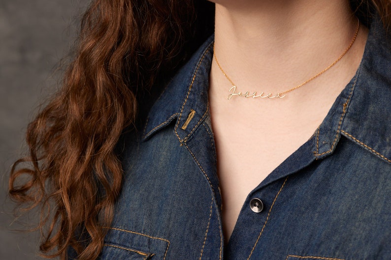 Handwriting Name Necklace Cursive Name Necklace Holidays Etsy