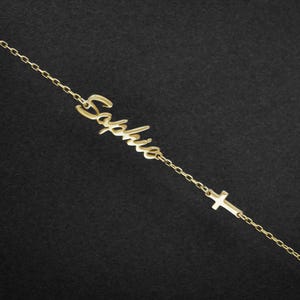Personalized Name Bracelet With Cross Charm Bracelet With Name Plate ...