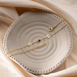 Initial Birthstone Bracelet With Initial Bracelet With Birthstone ...
