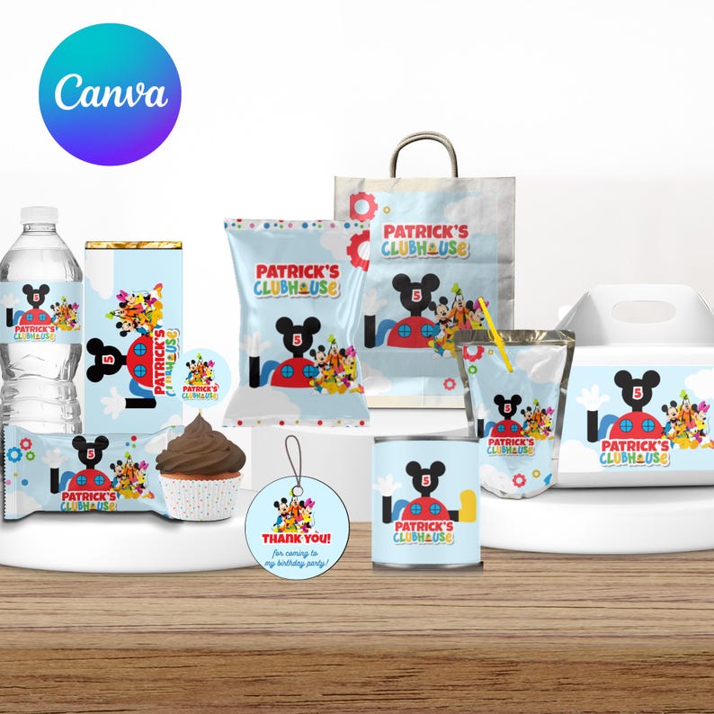 Mickey Mouse Clubhouse Party Bundle | Editable Canva Templates | Chip ...