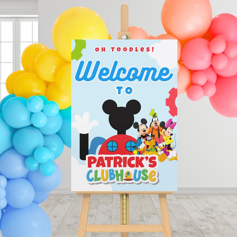Mickey Mouse Clubhouse Welcome Sign – Editable Canva Template – Digital ...