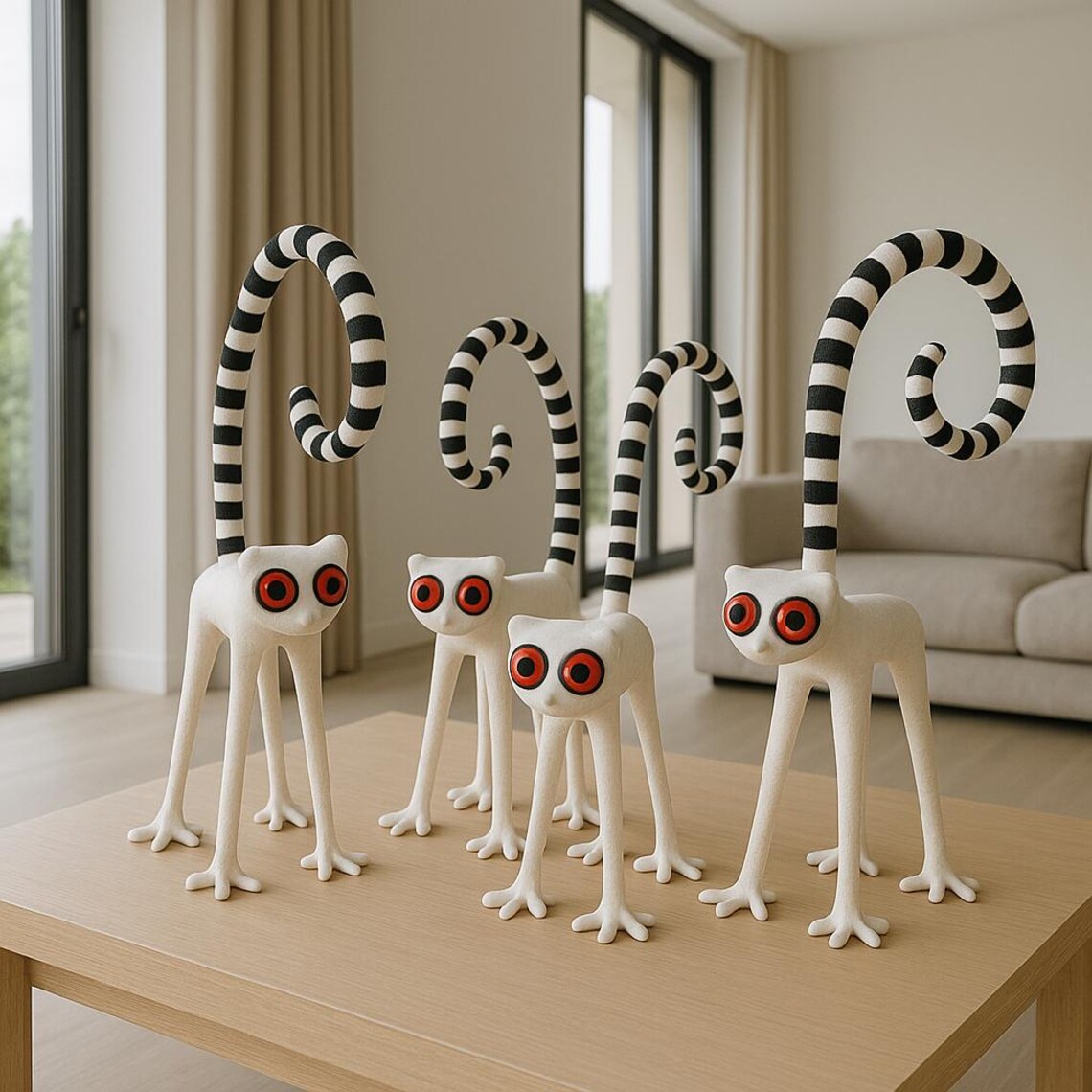 Handmade Whimsical Creature Sculpture: Surrealist Art, Red Eyes ...