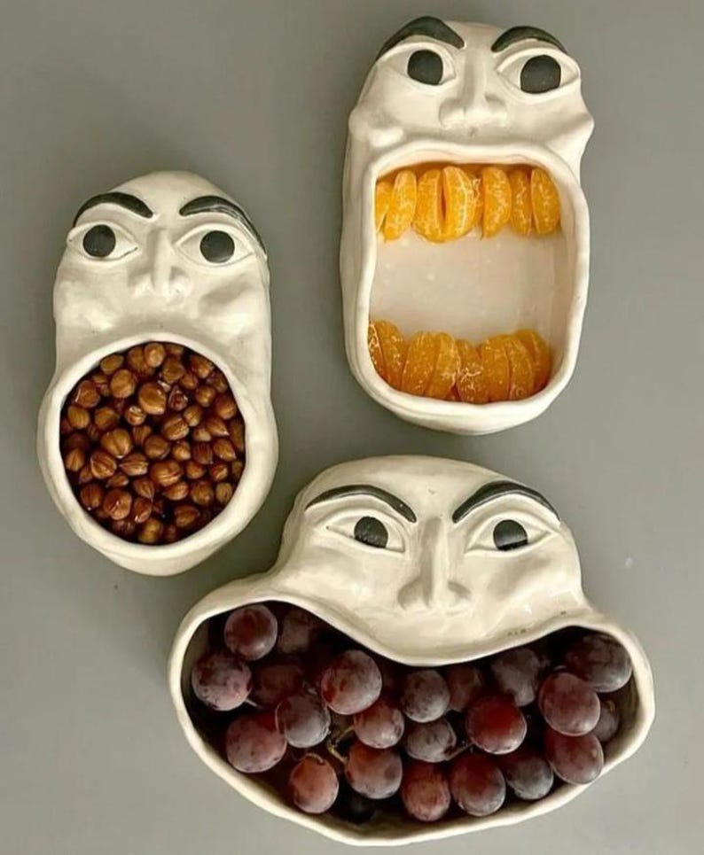 Whimsical Organic Face Bowls: Surrealist Snack Dishes - Etsy UK