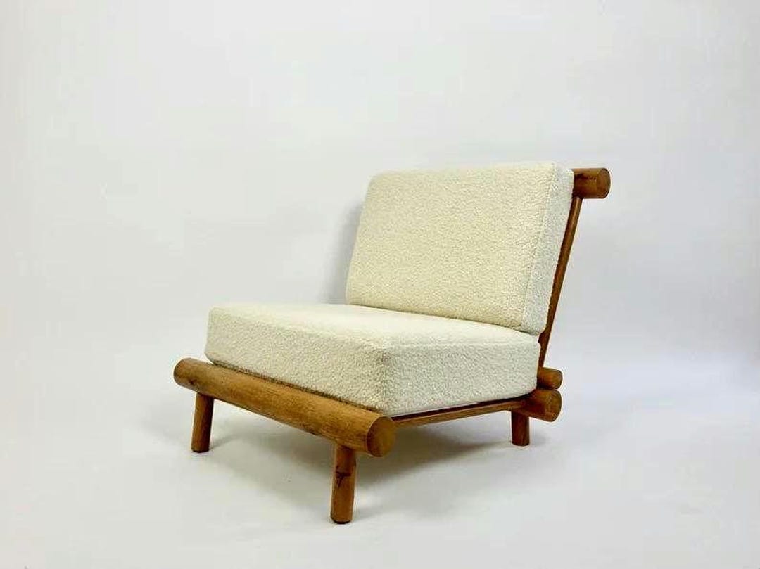 Japandi Chaise Lounge: Natural Oak & Comfortable Seating - Etsy