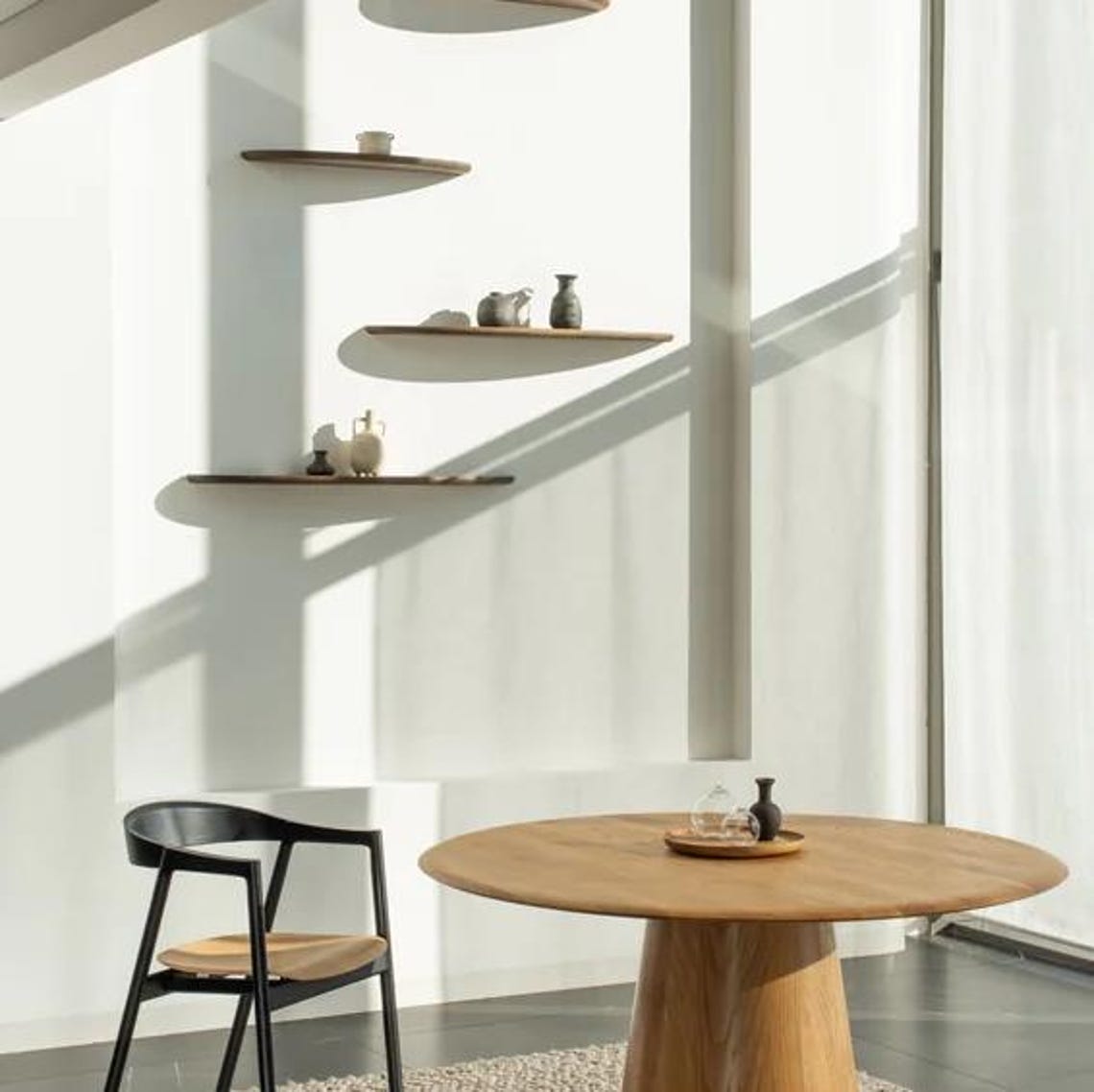 Iconic Japandi Mushroom Round Dining Table in American Oak Japanese ...