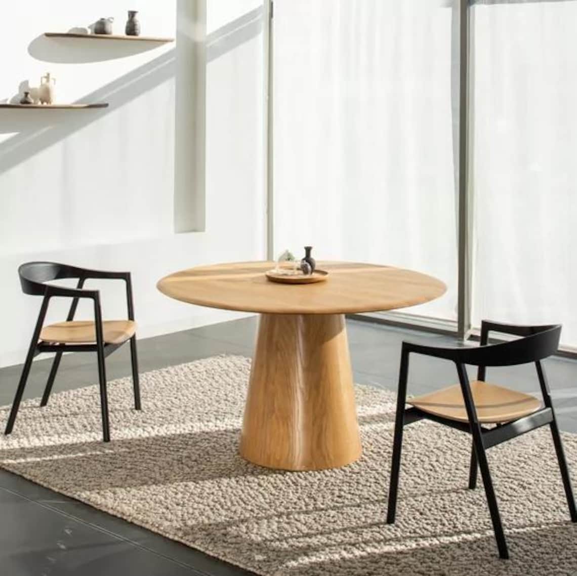 Iconic Japandi Mushroom Round Dining Table in American Oak Japanese ...