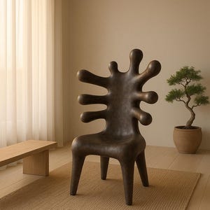 Organic Handmade Sculptural Chair in Dark Tadalakt Color – Minimalist ...