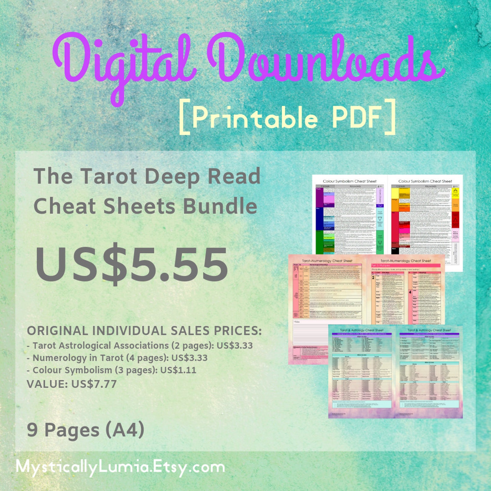 The Tarot Deep Read Cheat Sheets Bundle - Etsy