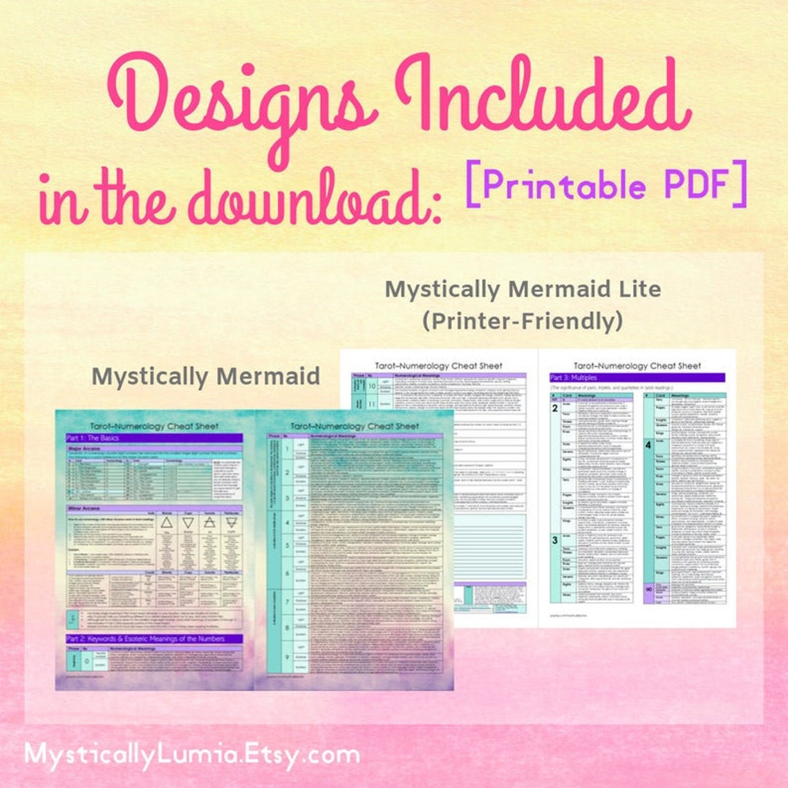 The Tarot Deep Read Cheat Sheets Bundle - Etsy