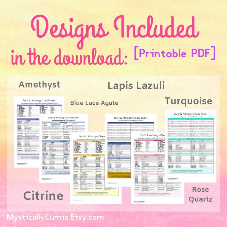 Tarot Astrological Associations Cheat Sheet (2 Pages) [digital PDF ...