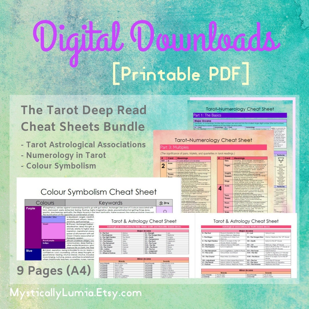 The Tarot Deep Read Cheat Sheets Bundle - Etsy