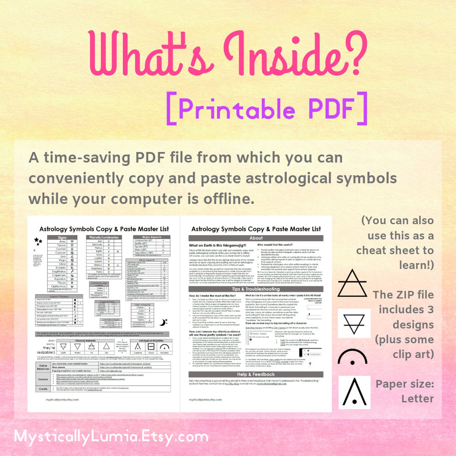 Astrology Symbols Cheat Sheet (for Copy and Paste) & Classical Elements ...