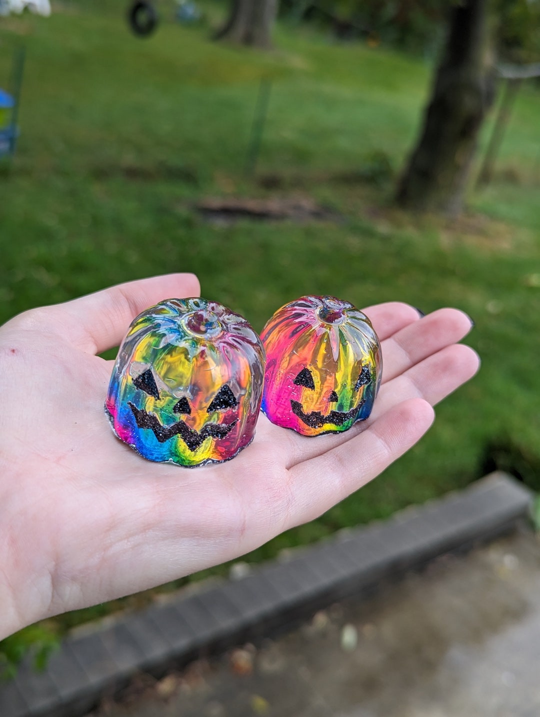 Mini Rainbow Holographic Resin Pumpkin - Etsy