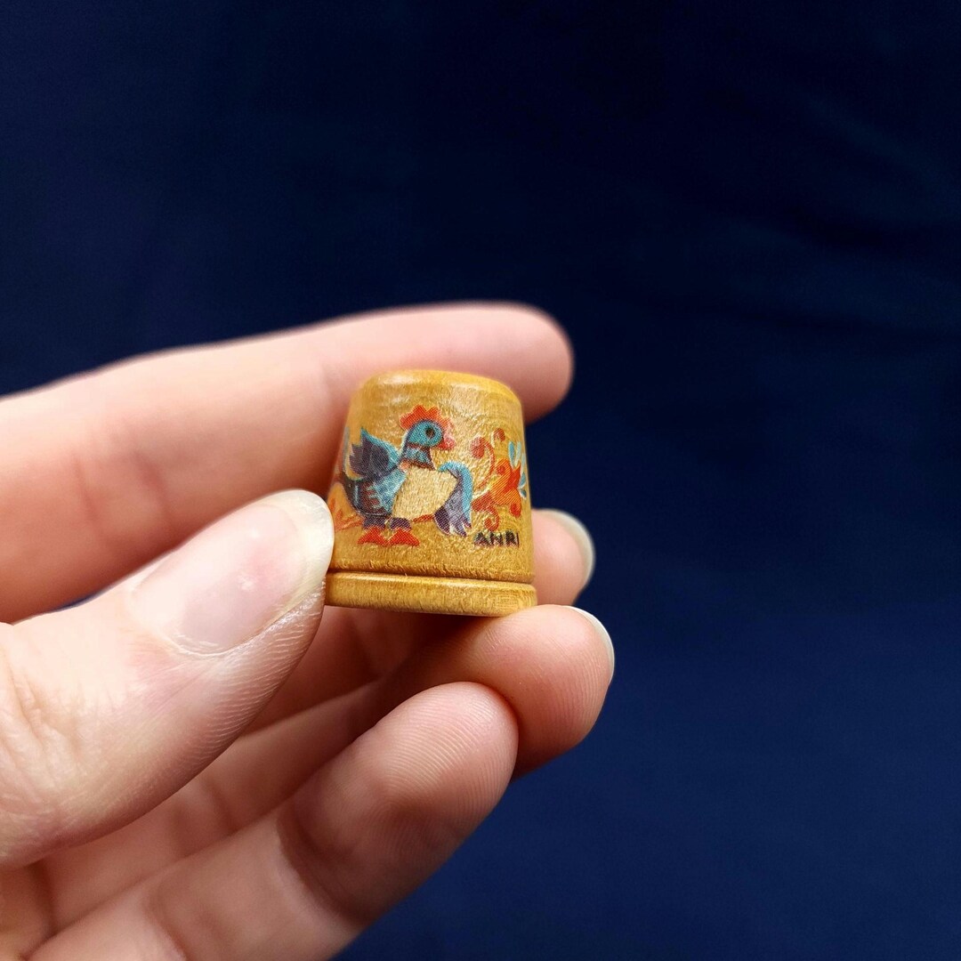 Vintage ANRI Italy Wooden Thimble, Rooster Design - Etsy