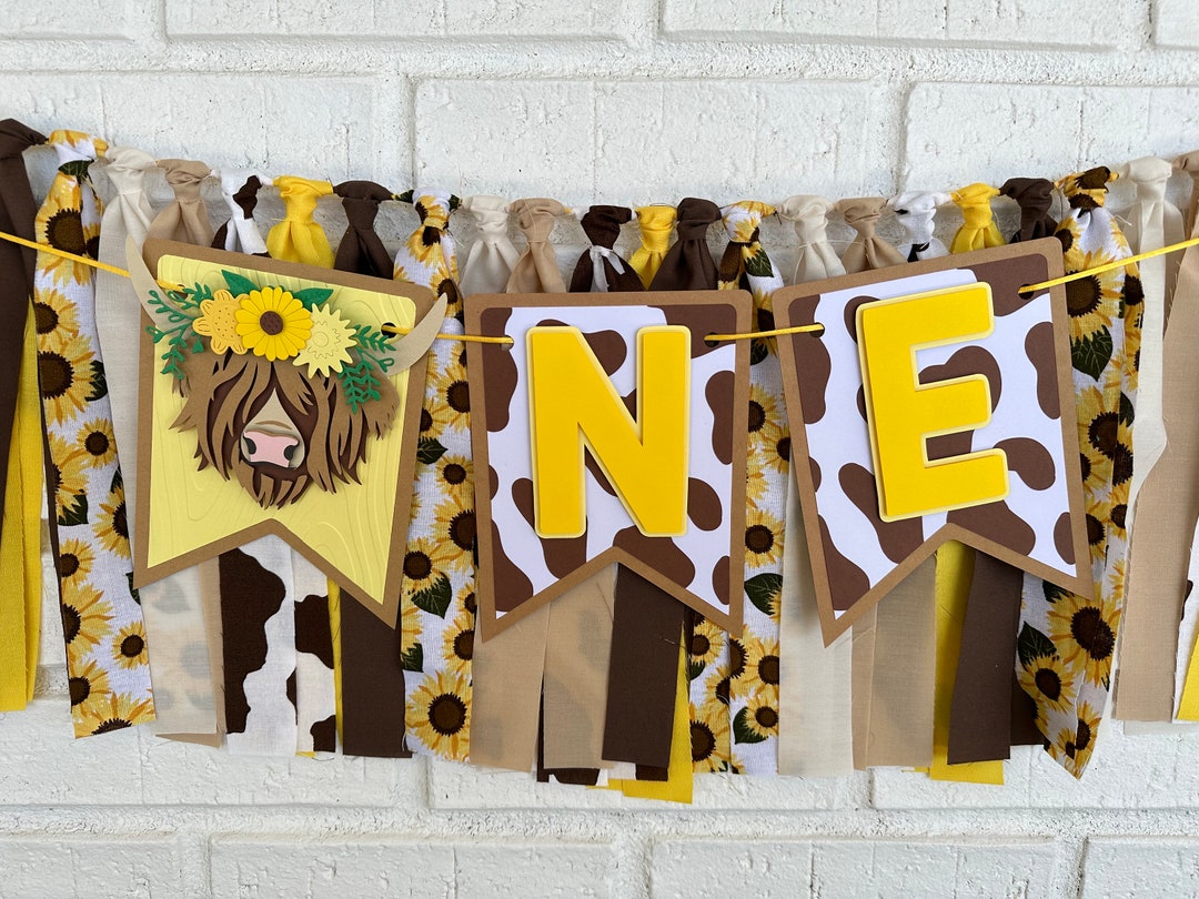 Highland Cow High Chair Banner * Highland Cow First Birthday * Highland ...