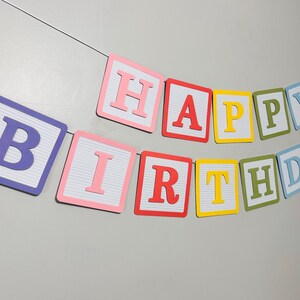 Pastel Alphabet Block Birthday Banner: ABC Building Block Party - Etsy