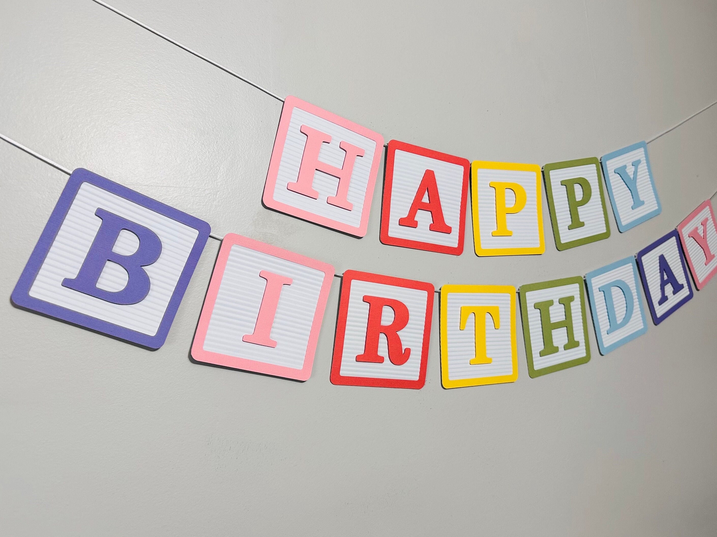 Pastel Alphabet Block Birthday Banner: ABC Building Block Party - Etsy