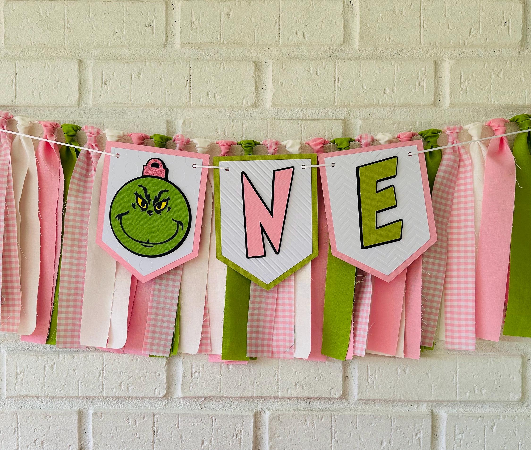 Pink Gingham ONE High Chair Banner: Christmas Birthday Garland - Etsy
