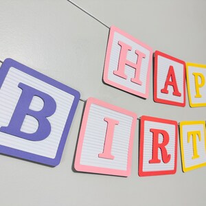 Pastel Alphabet Block Birthday Banner: ABC Building Block Party - Etsy