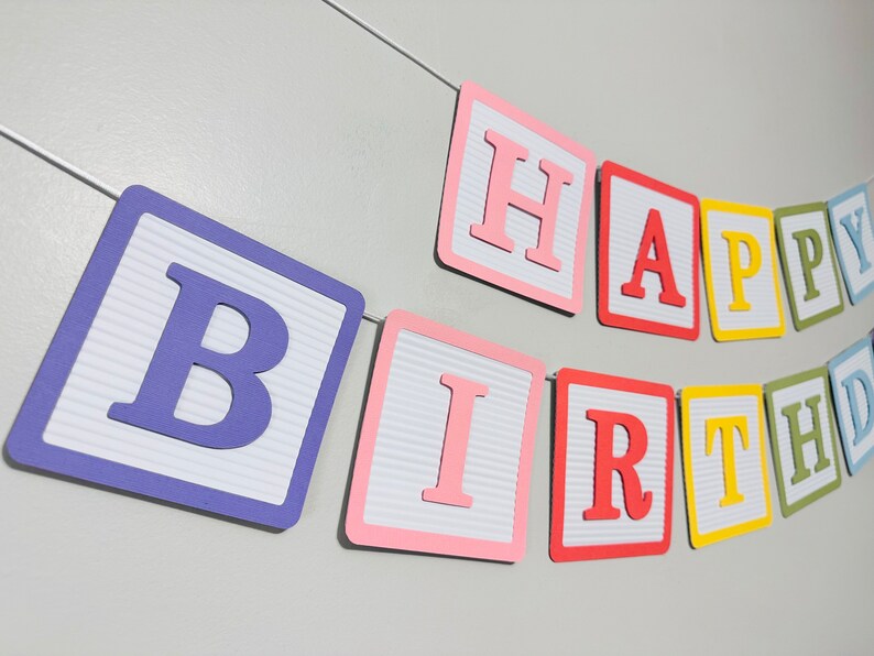 Pastel Alphabet Block Birthday Banner: ABC Building Block Party - Etsy