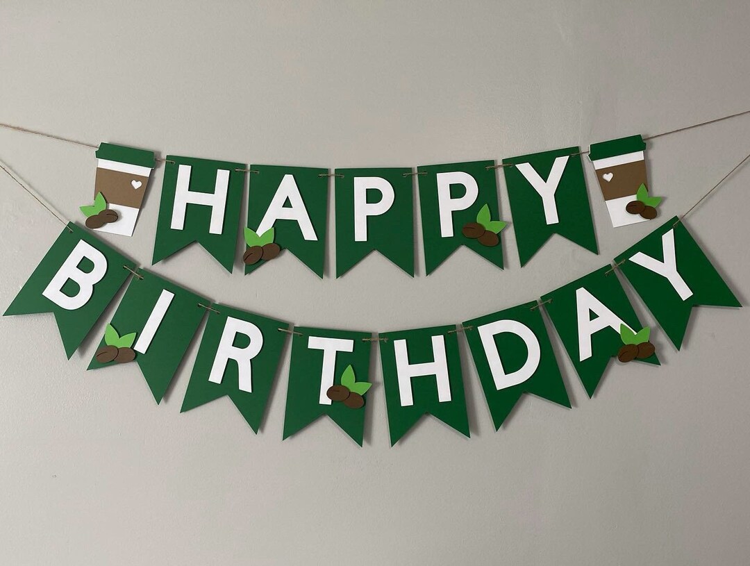 Coffee Birthday Banner * Coffee Party * Happy Birthday Banner * Party ...