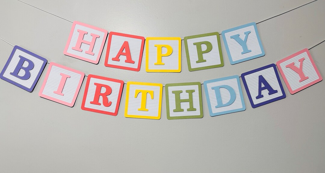 Pastel Alphabet Block Birthday Banner: ABC Building Block Party - Etsy