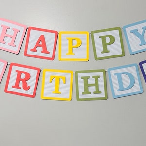 Pastel Alphabet Block Birthday Banner: ABC Building Block Party - Etsy