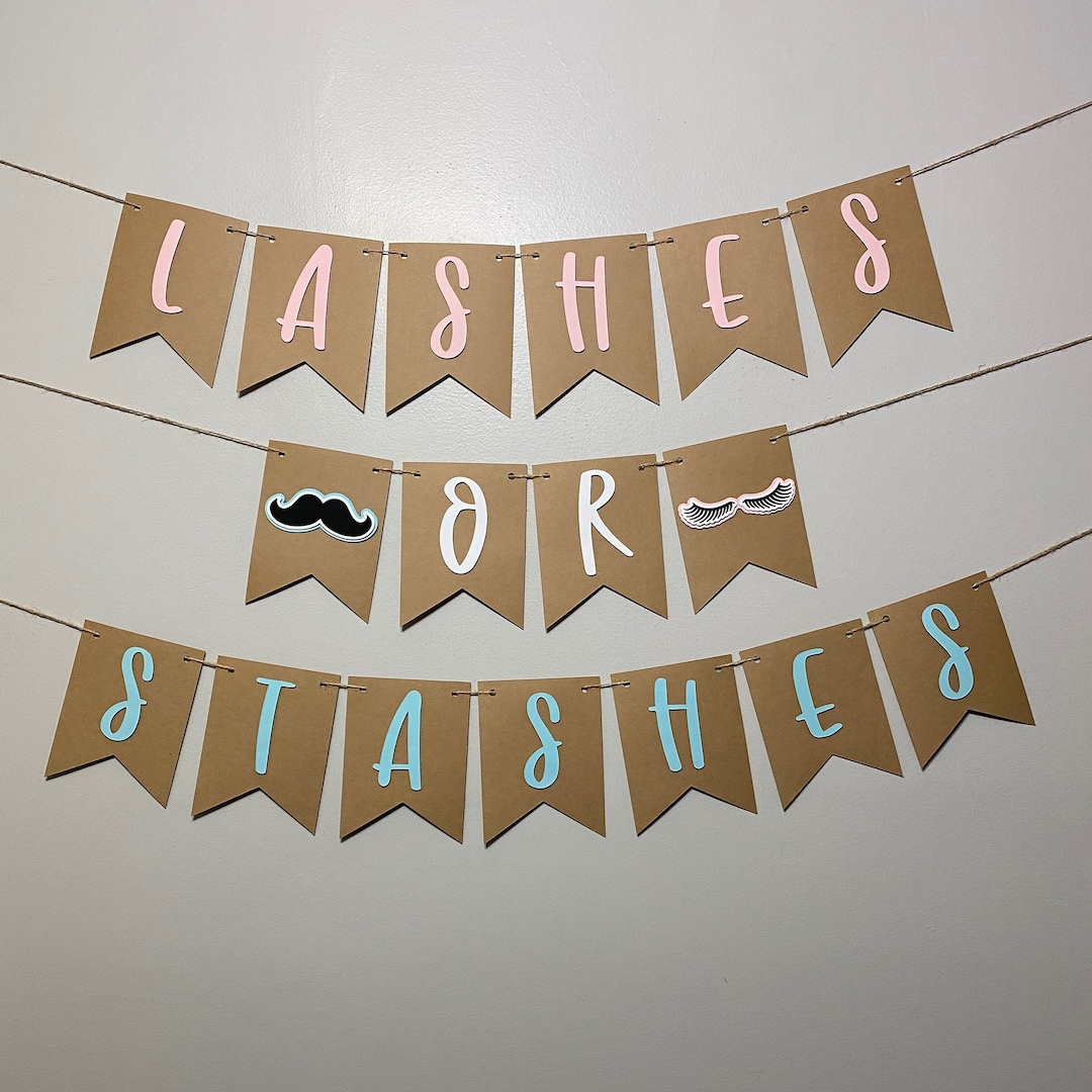 Stashes or Lashes Gender Reveal Banner Baby Shower Party - Etsy