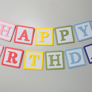 Pastel Alphabet Block Birthday Banner: ABC Building Block Party - Etsy