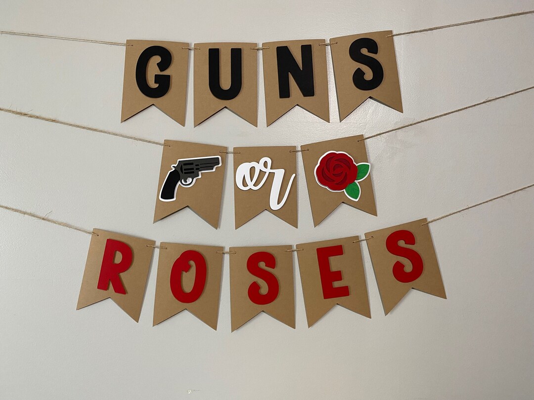 Guns or Roses Gender Reveal Banner * Baby Shower * Welcome Baby * Party ...