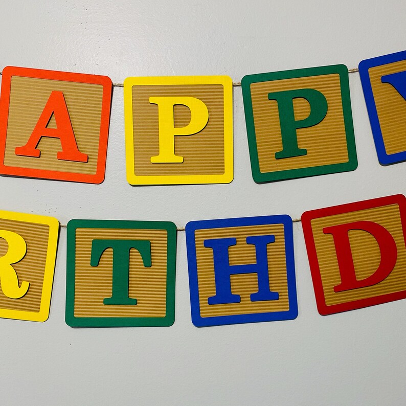 Alphabet Block Birthday Banner ABC Birthday Banner ABC - Etsy