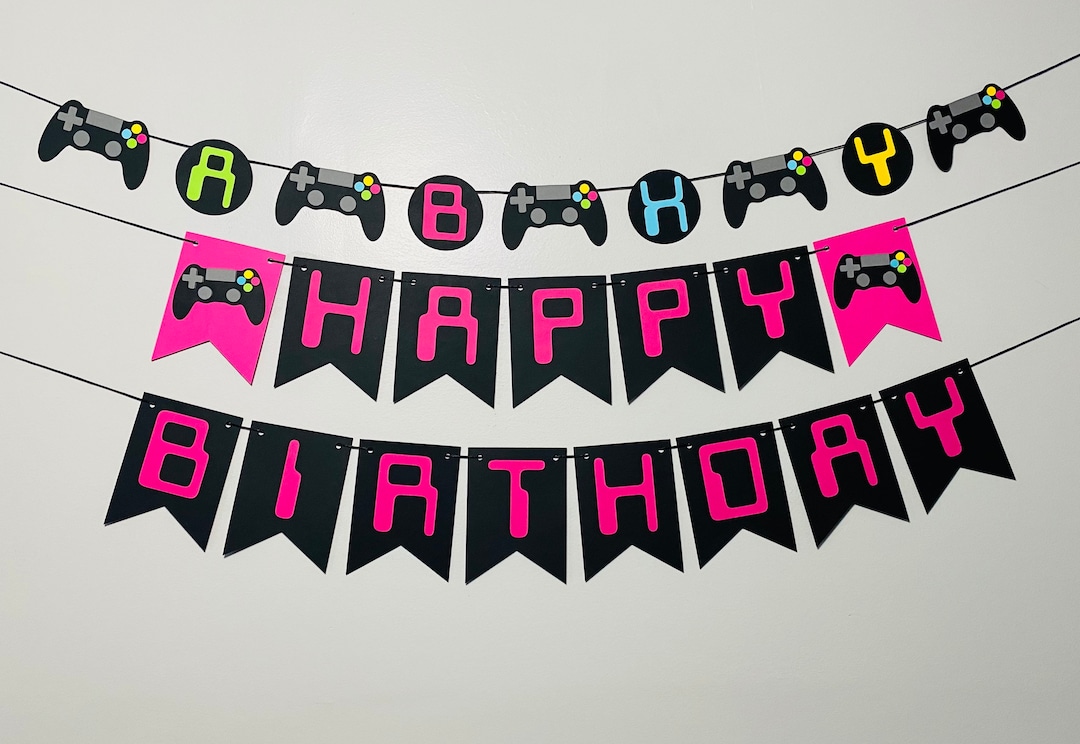 Girl Gamer Birthday Banner: Pink Gaming Party Decor - Etsy